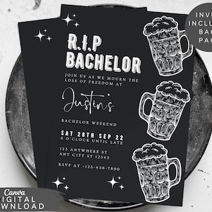 RIP Bachelor Invitation, Funny Bachelor Invite, Black Beers Bachelor ...