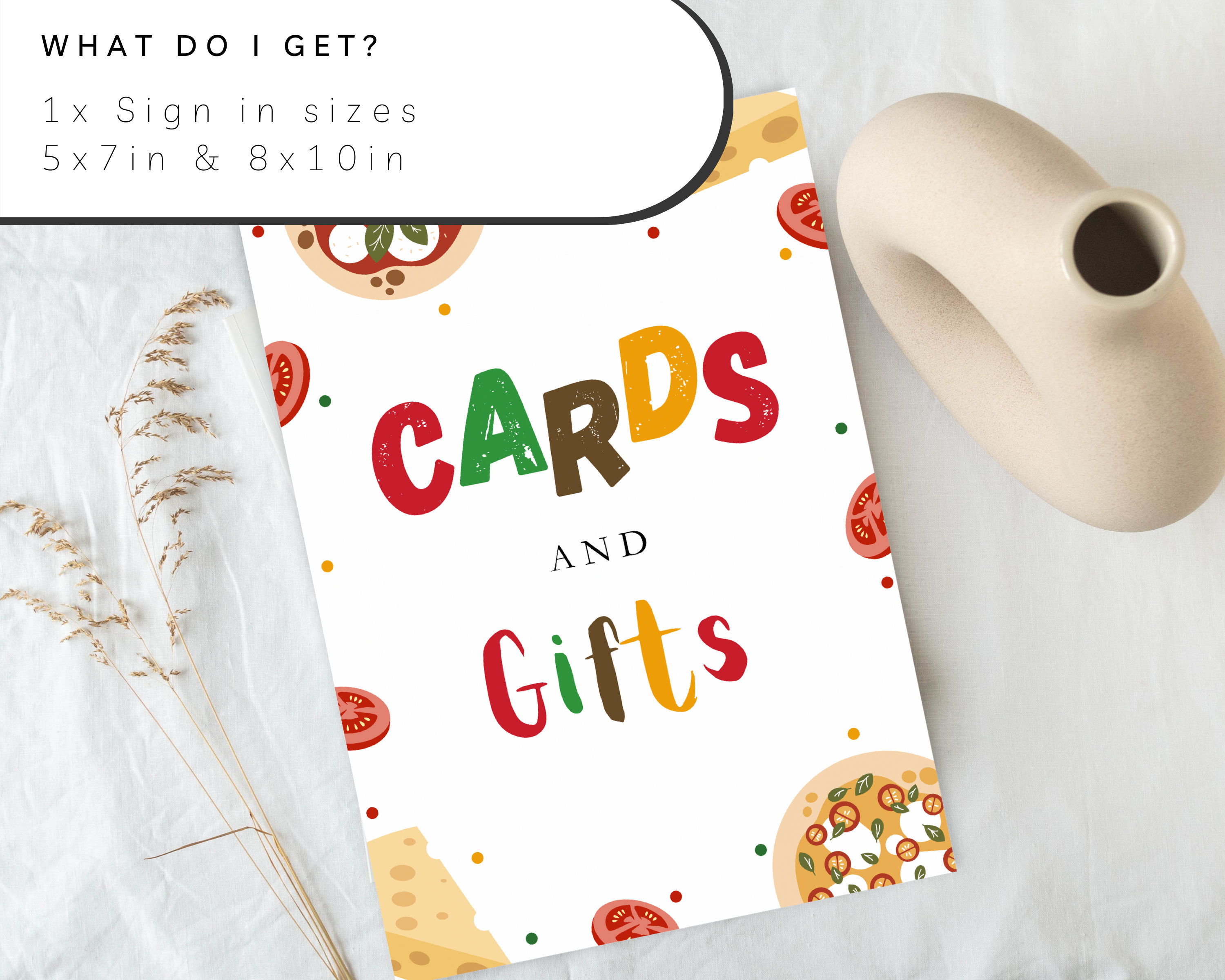 Editable Pizza Cards & Gifts Sign, Slice of Fun Pizza Board, Kids Gifts ...