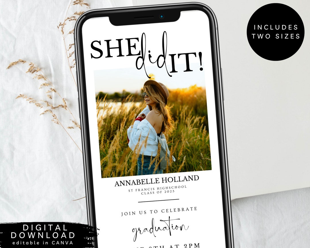 Graduation Party E-invite, Photo Graduation Announcement, She Did It ...