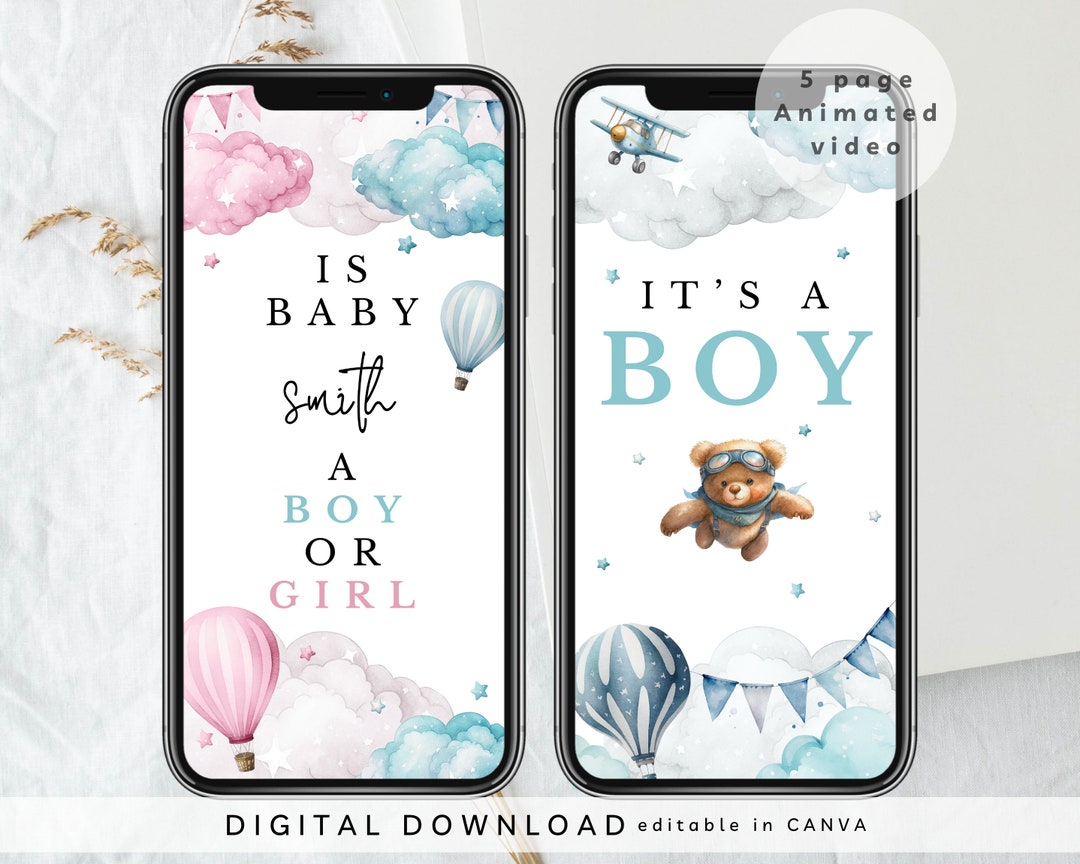 Boy Digital Gender Reveal Video, It's a Boy Announcement, Gender ...