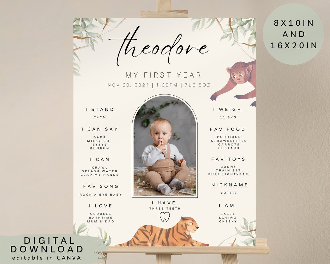 Milestone Birthday Sign, Photo Baby's First Birthday Board, 1st ...