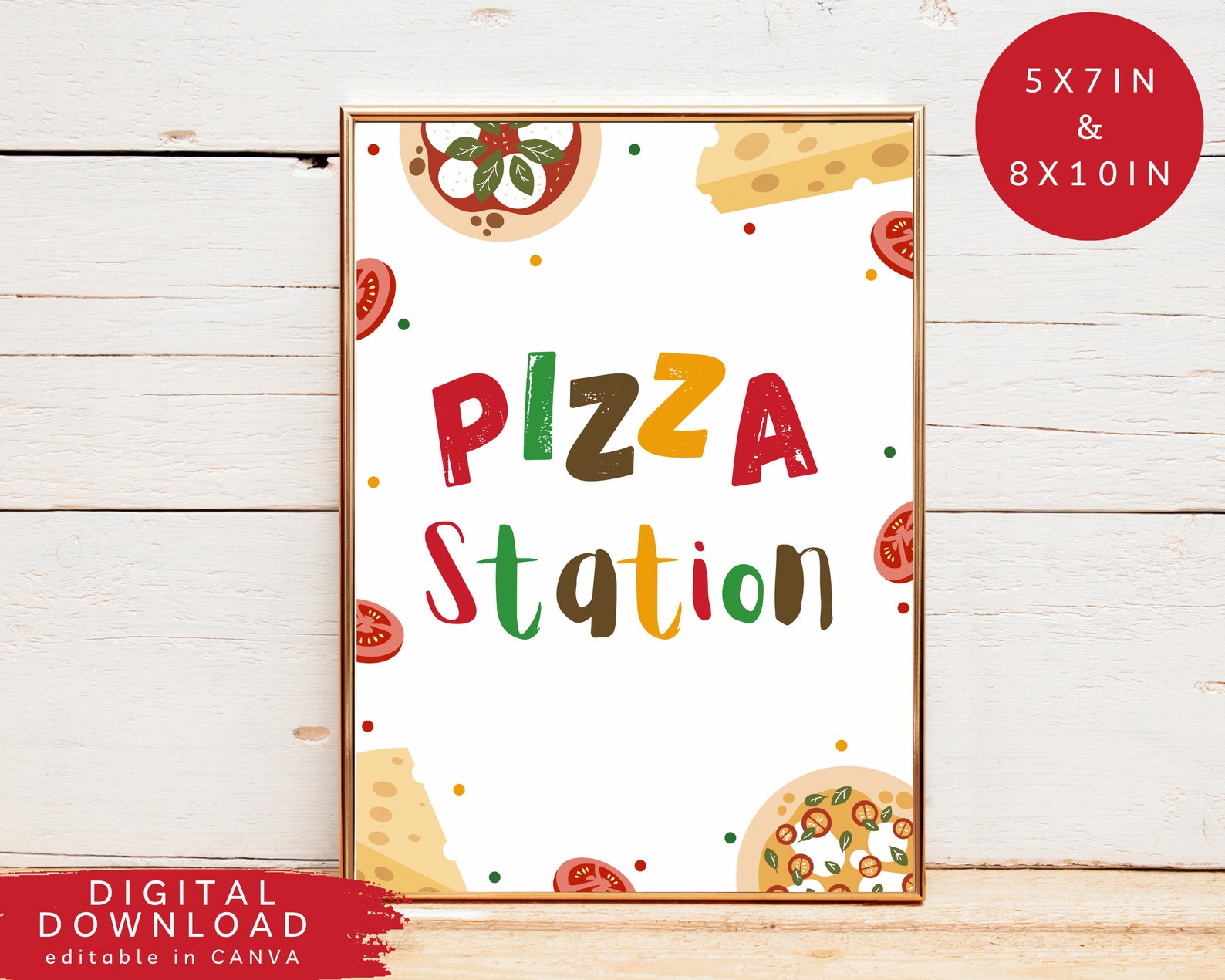 Editable Pizza Station Sign, Slice of Fun Pizza Board, Kids Pizza Bar ...