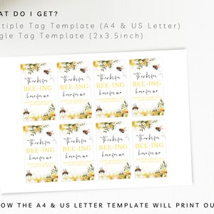 Editable Mother’s Day Gift Tag, Bee-ing a Great Mother Tag, Printable ...