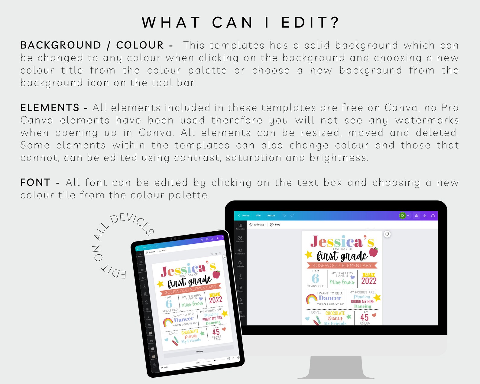 Editable White Rainbow First Day of School Sign Any Grade - Etsy