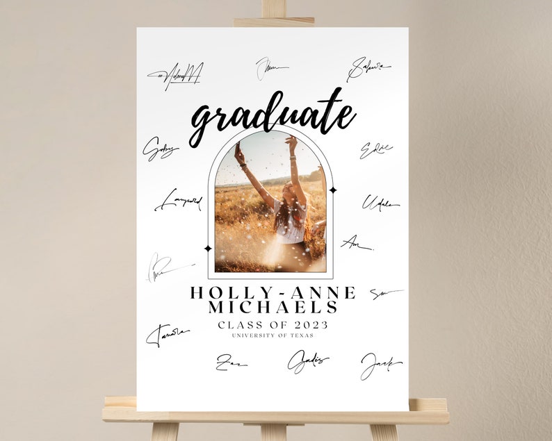 Graduation Signature Board Template Photo Graduation Welcome - Etsy