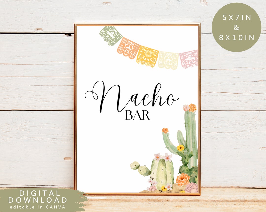 Fiesta Nacho Sign, Mexican Nacho Sign, Nacho Cactus Sign, Mexican Food ...