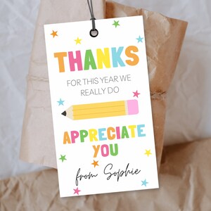 Teacher Appreciation Week Gift Tag, Rainbow End of Year Gift Tag ...