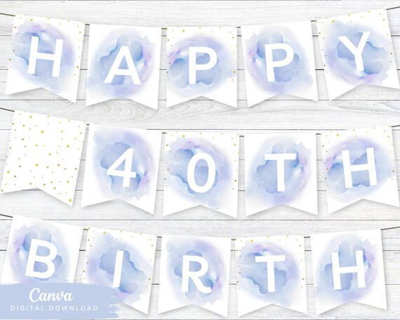 Editable Milestone Birthday Banner 40th Birthday Party Girls - Etsy