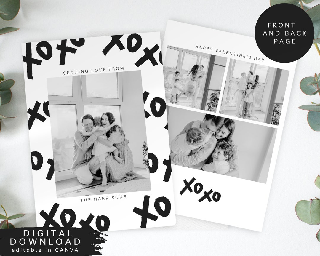Valentines Day Photo Card Template, Editable Holiday Card, Family Photo ...