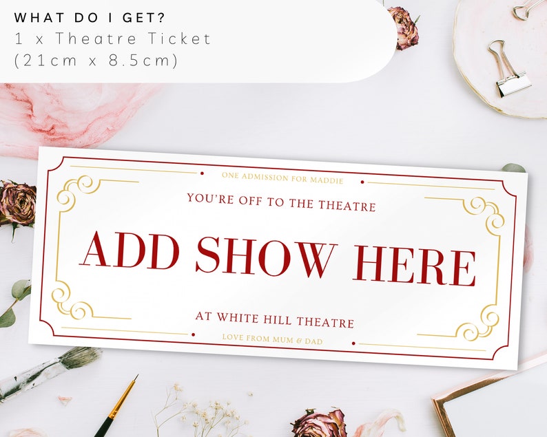 Editable Digital Theatre Ticket Voucher Musical Theatre - Etsy
