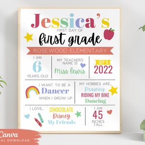 Editable White Rainbow First Day of School Sign Any Grade - Etsy