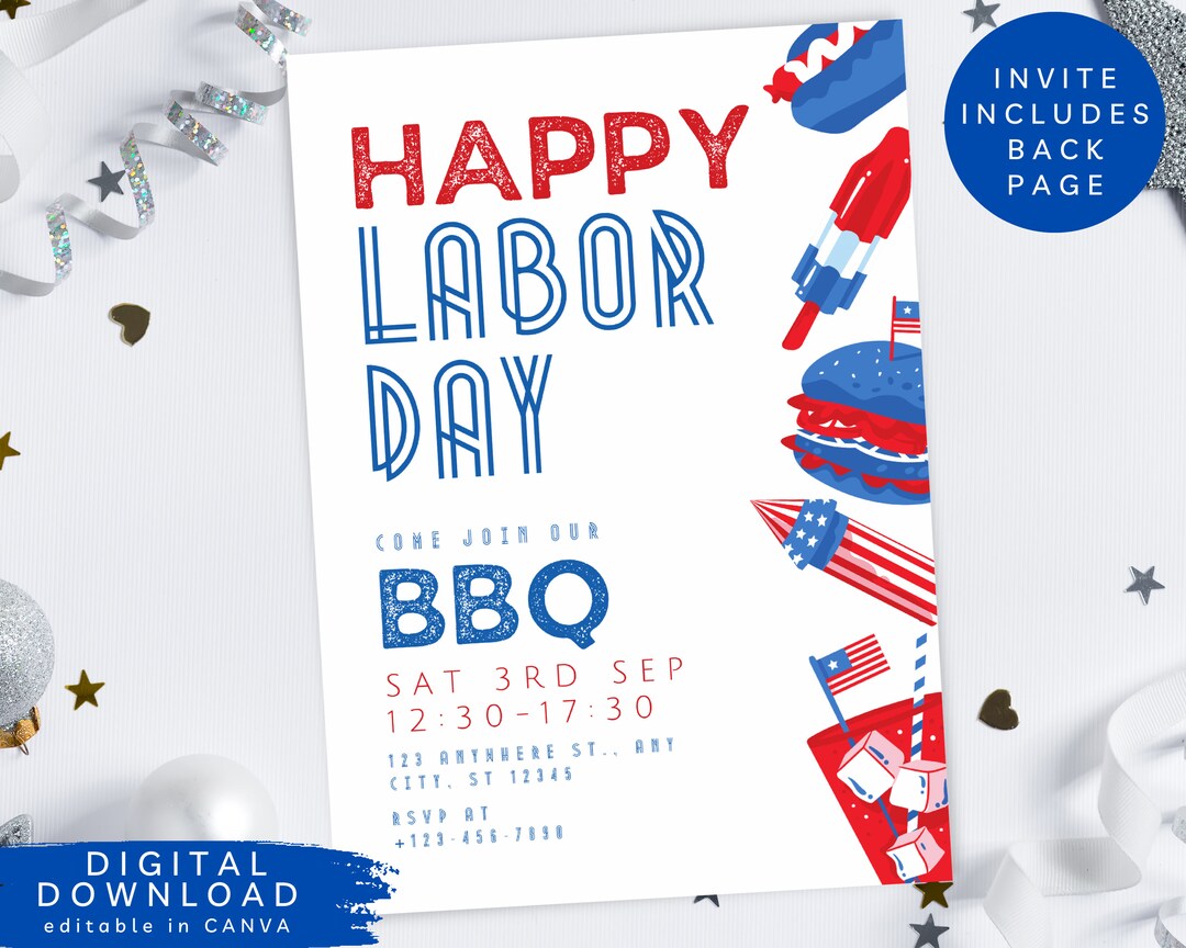 Editable Labor Day Bbq Party Invitation, Labor Day Weekend Invite ...