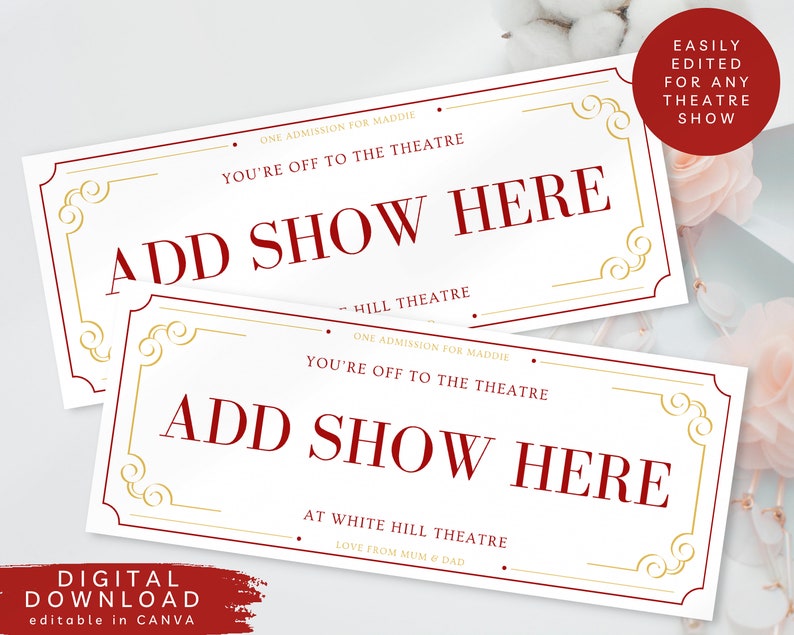 Editable Digital Theatre Ticket Voucher Musical Theatre - Etsy
