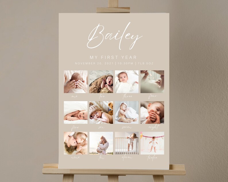 Milestone Birthday Sign Printable Baby's First Year - Etsy