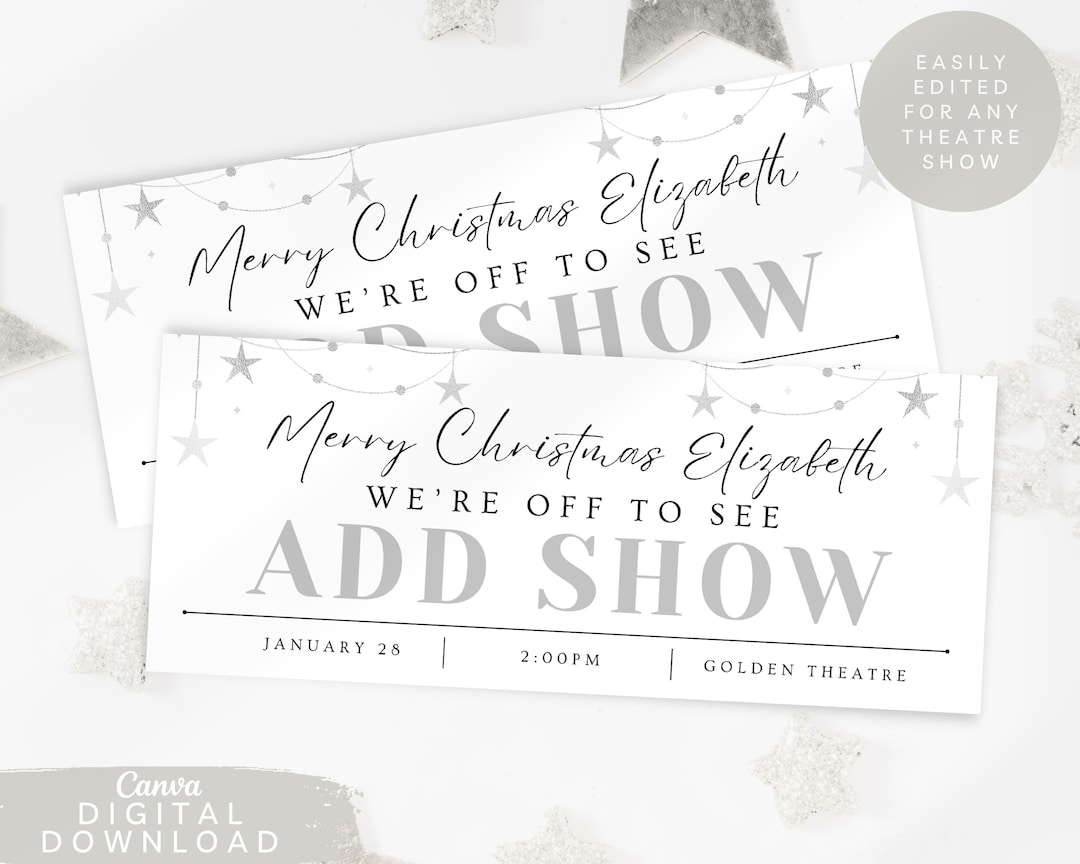 Editable Theatre Ticket Voucher, Musical Theatre Surprise Ticket ...