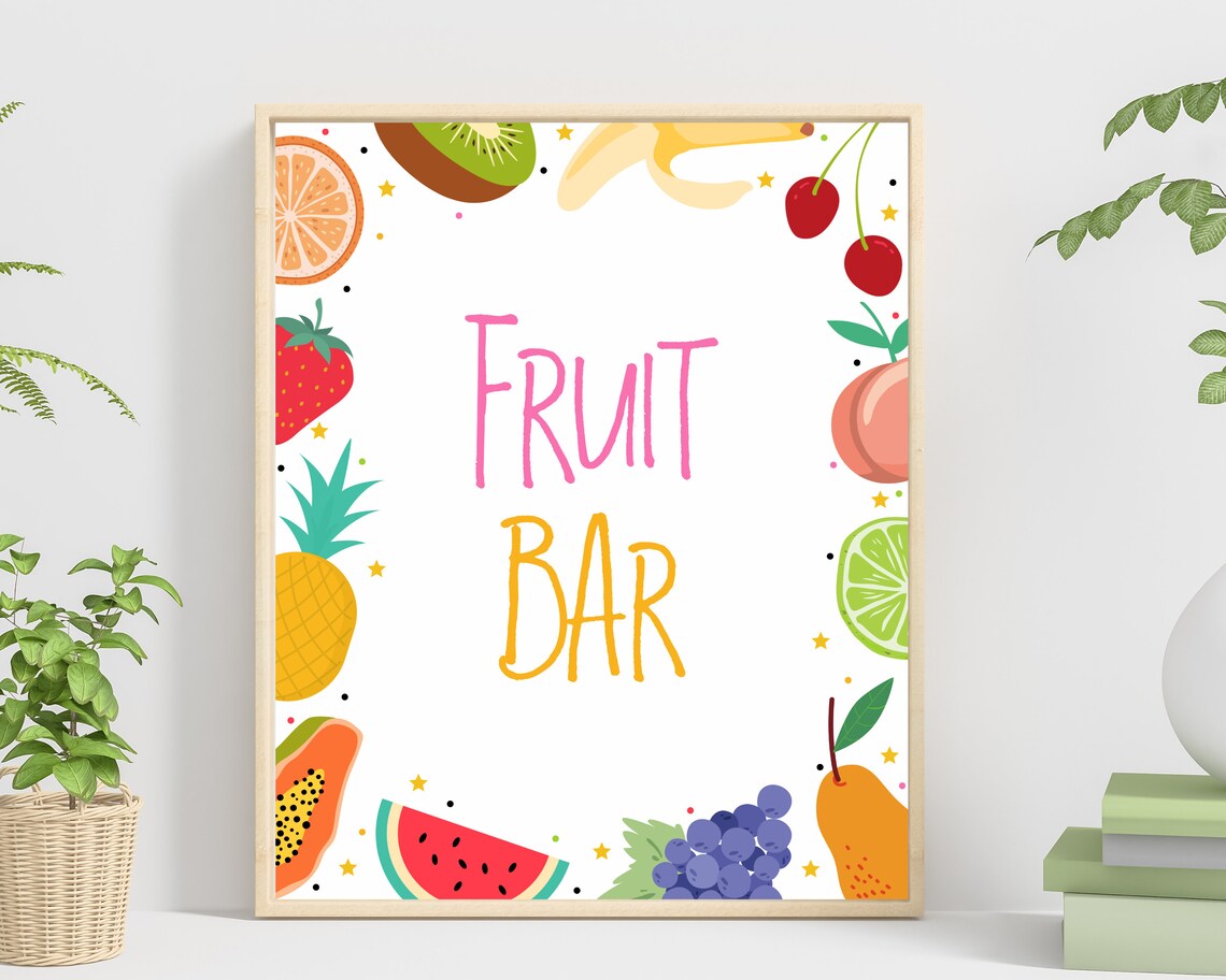 Two-tti Frutti Fresh Fruit Sign, Fruit Party Sign, Tropical Juice Bar ...