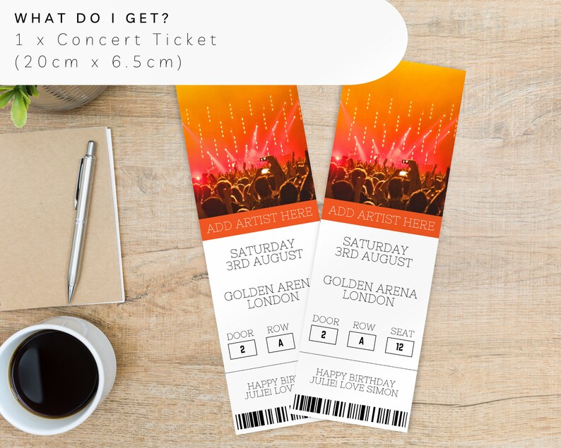 Editable Digital Concert Ticket Voucher Music Gig Surprise - Etsy
