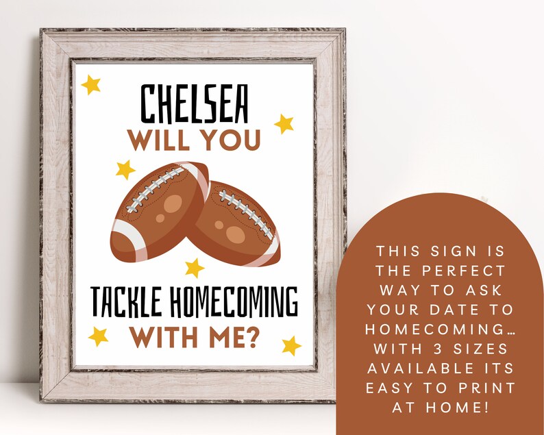 Football Homecoming Sign, Digital Promposal Ask Idea, Digital Will You ...