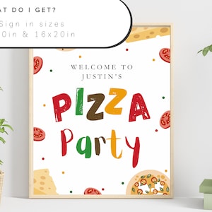 Editable Pizza Party Birthday Welcome Sign, Slice of Fun Welcome Board ...