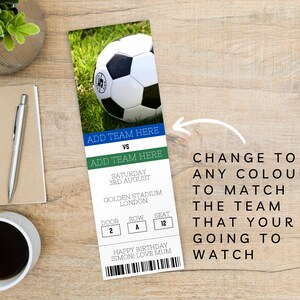 Editable Digital Football Team Ticket Voucher, Soccer Surprise Ticket ...