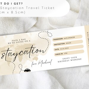 Editable Staycation Travel Ticket, Print Surprise Trip Voucher, Holiday ...