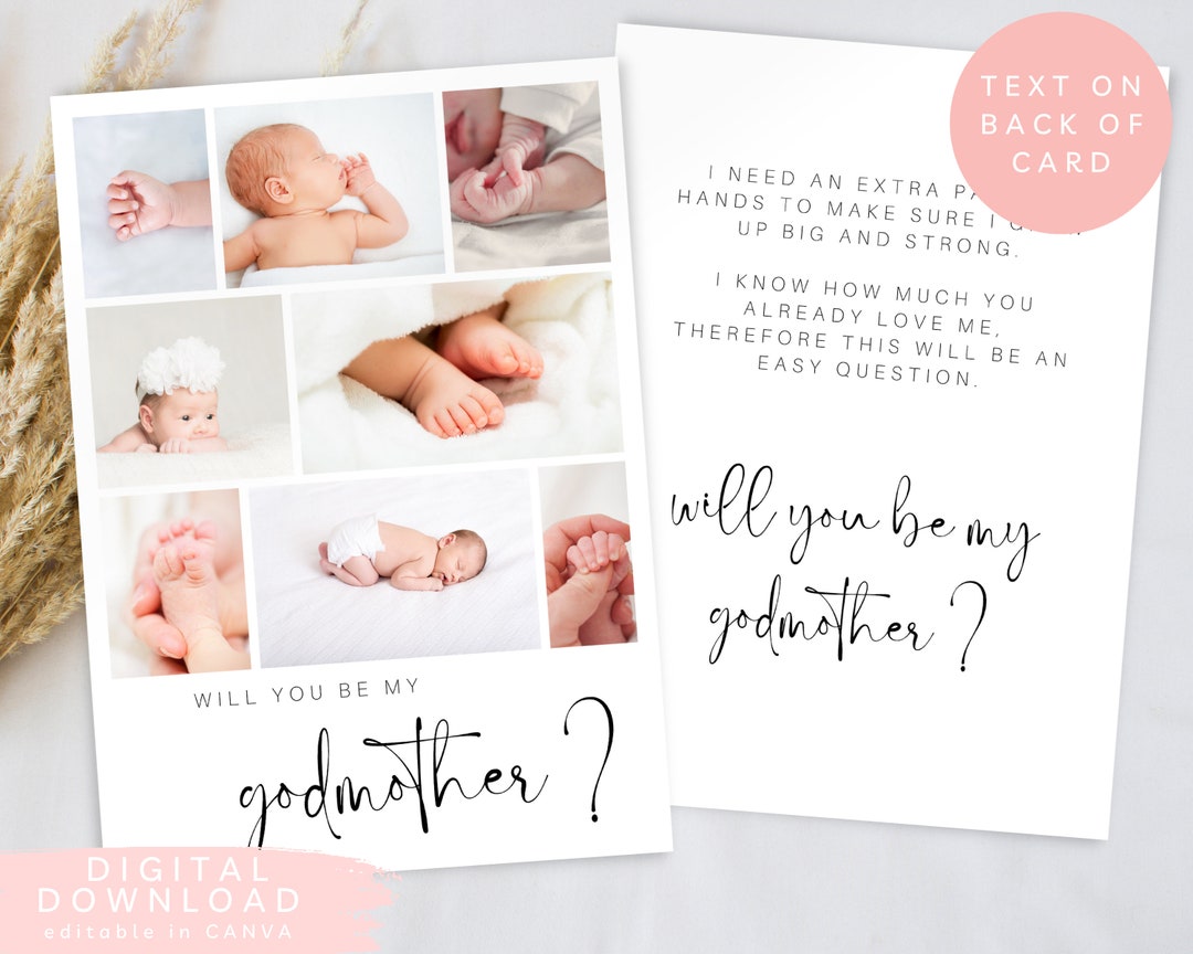Editable Will You Be My Godmother Proposal Card, Printable Godparents ...