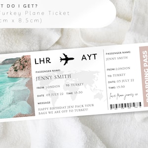 Editable Turkey Boarding Plane Ticket, Print Surprise Trip Voucher ...