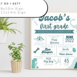 Editable Boys Dinosaur First Day of School Sign, Any Grade Back to ...