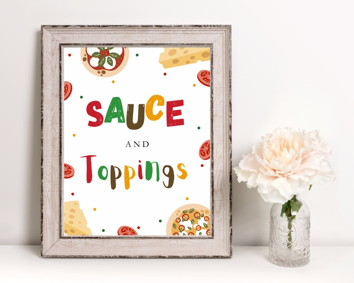Editable Pizza Station Sign, Slice of Fun Pizza Board, Kids Pizza Bar ...
