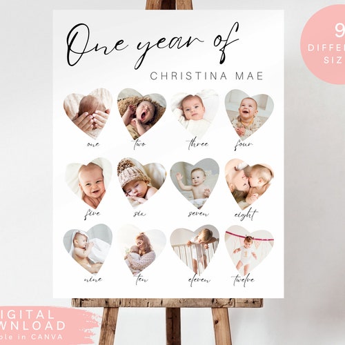 Milestone Birthday Sign Printable Baby's First Year - Etsy