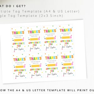 Teacher Appreciation Week Gift Tag, Rainbow End of Year Gift Tag ...