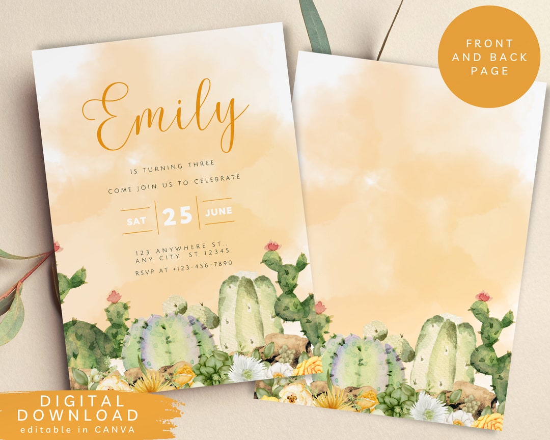 Cactus Birthday Party Invitation, Adults Mexican Birthday Invite, Pink ...