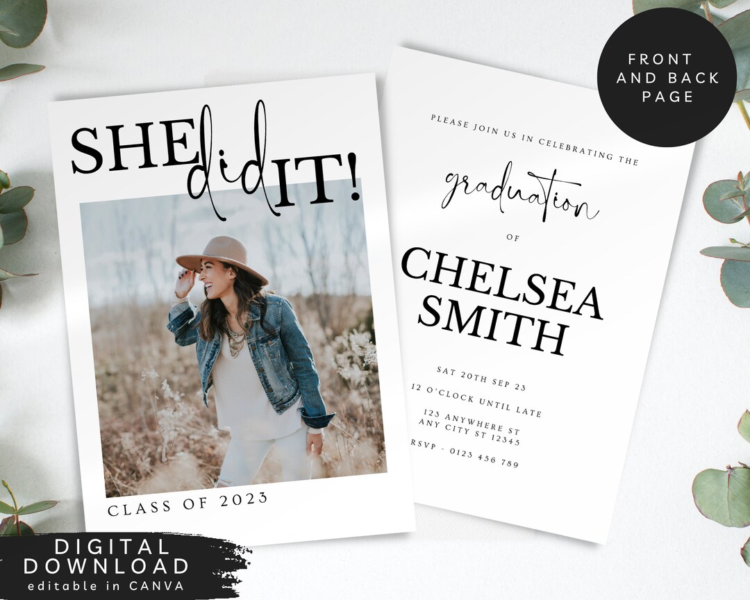 Graduation Party Invite, Photo Graduation Announcement, She Did It ...