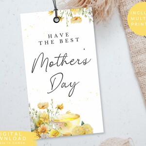 Editable Lemon Mother’s Day Gift Tag, Tea Party Mother Tag, Printable ...