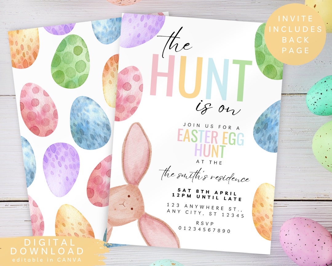 The Hunt is on Easter Egg Hunt Invite, Easter Party Invite, Egg Hunt ...