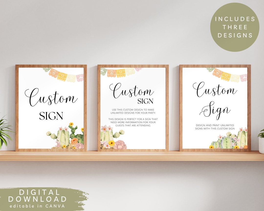 Editable Custom Fiesta Sign, Printable Cactus Custom Table Sign, Fiesta ...