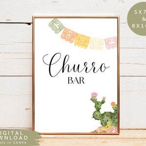 Fiesta Churro Sign, Mexican Treats Sign, Sweet Food Sign, Pastel Cactus ...