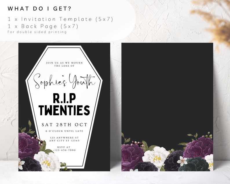 Rips to Twenty Party Invitation, Coffin Halloween Invite, Death to 20s ...