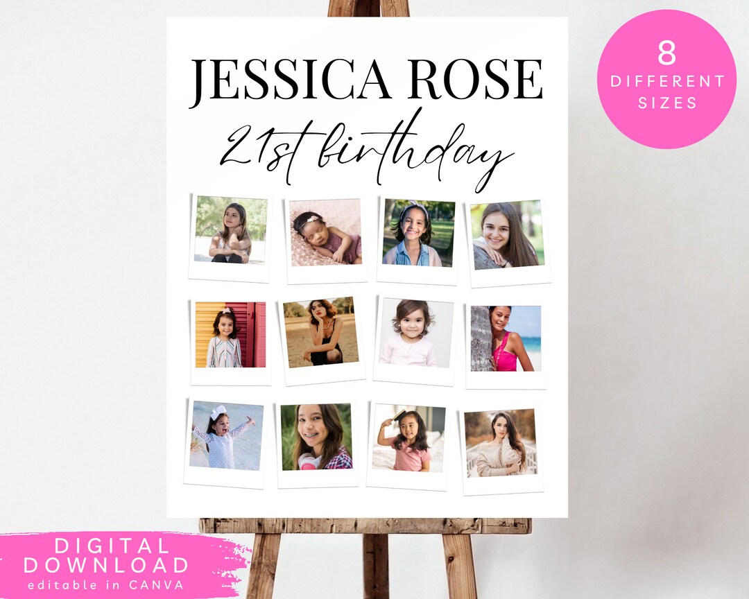 Adult Birthday Sign Birthday Collage Poster 21st Birthday - Etsy