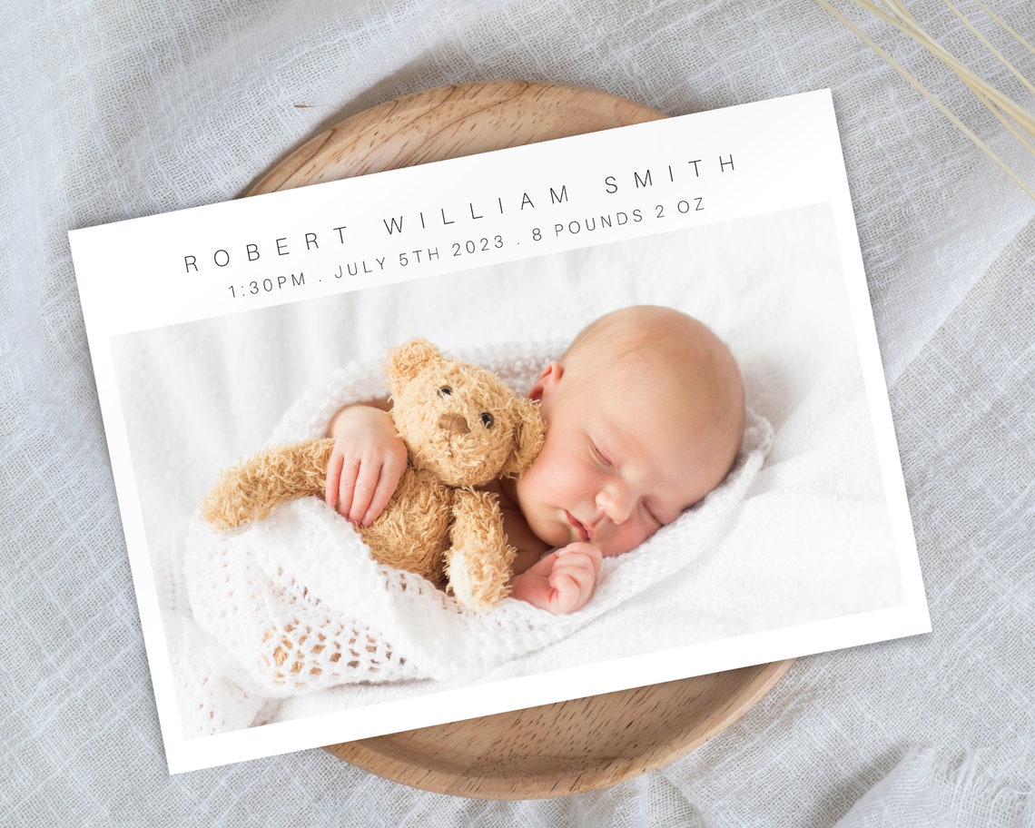 Editable Birth Announcement, Newborn Thank You Card, Newborn Welcome ...