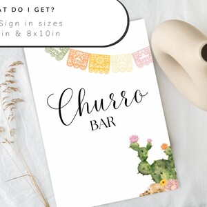 Fiesta Churro Sign, Mexican Treats Sign, Sweet Food Sign, Pastel Cactus ...