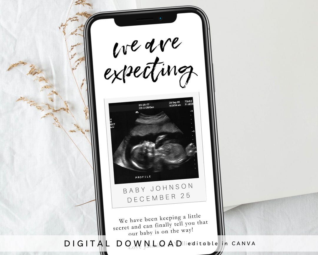 Pregnancy Announcement, Digital Baby Scan Announcement, Mobile Baby ...