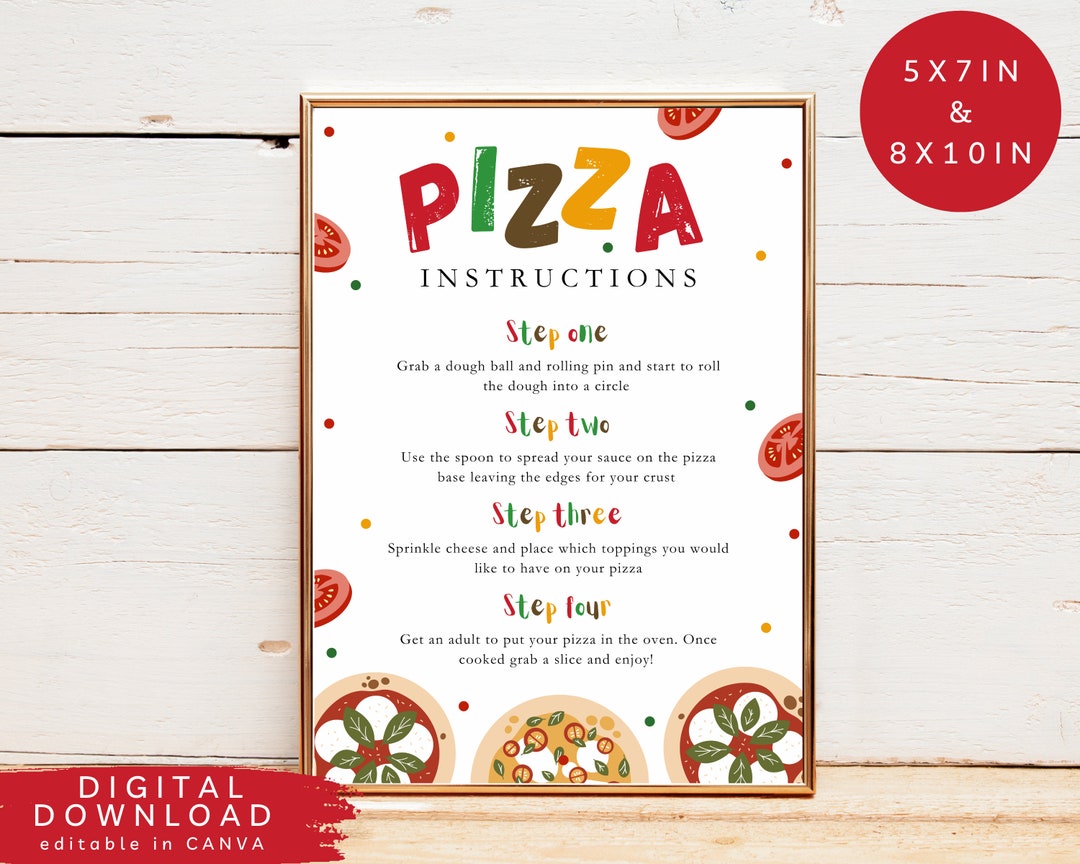 Editable Make Your Own Pizza Instructions Sign, Slice of Fun Pizza ...
