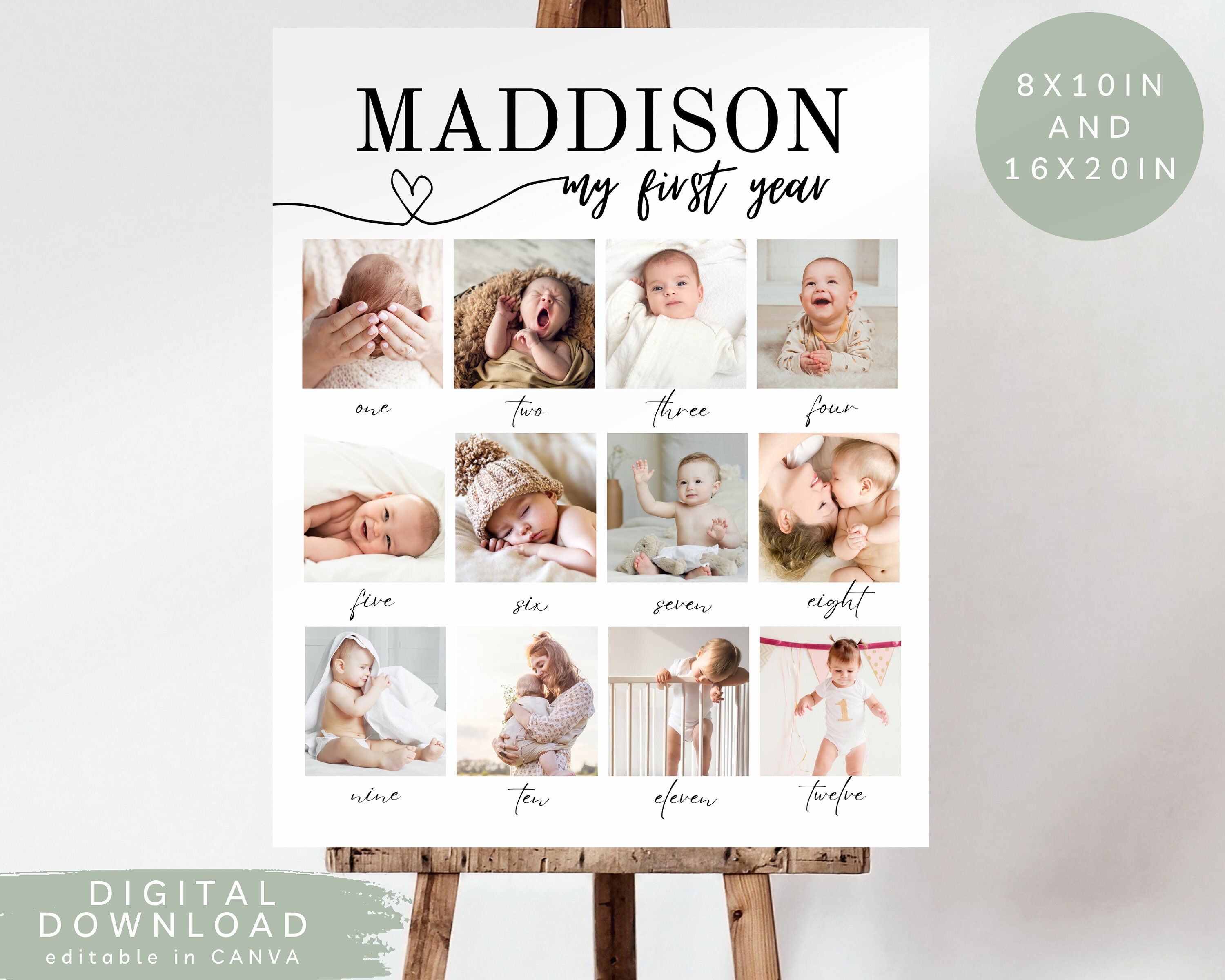 Milestone Birthday Sign Printable Baby's First Year - Etsy UK