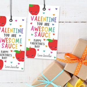 Editable Valentines Applesauce Gift Tag, Friends Valentines Tag ...