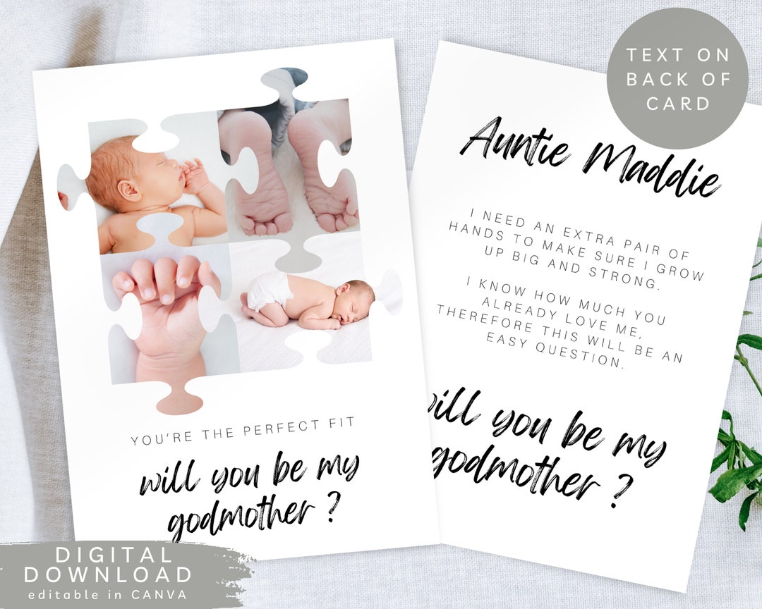 Editable Will You Be My Godmother Proposal Card, Printable Godparents ...
