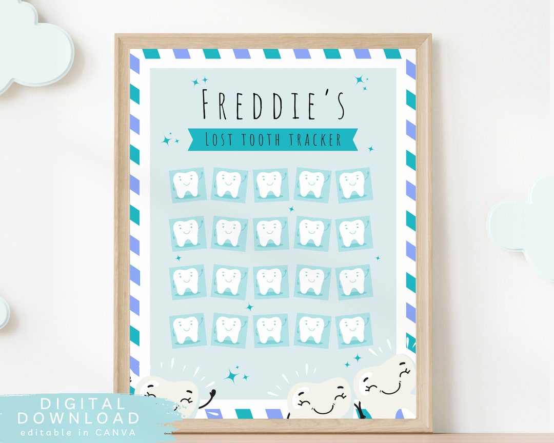 Editable Lost Tooth Tracker, Baby Teeth Chart, Tooth Chart, Tooth Fairy ...