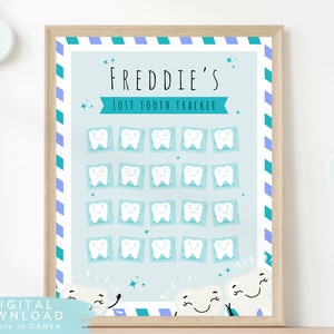 Editable Lost Tooth Tracker, Baby Teeth Chart, Tooth Chart, Tooth Fairy ...