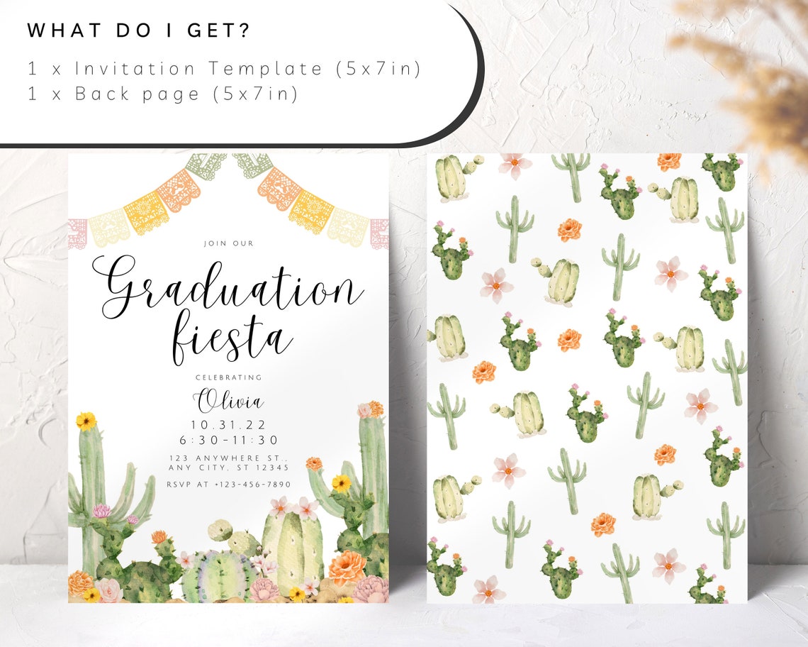 Fiesta Graduation Invitation, First Fiesta Party, Fiesta Party Invite ...