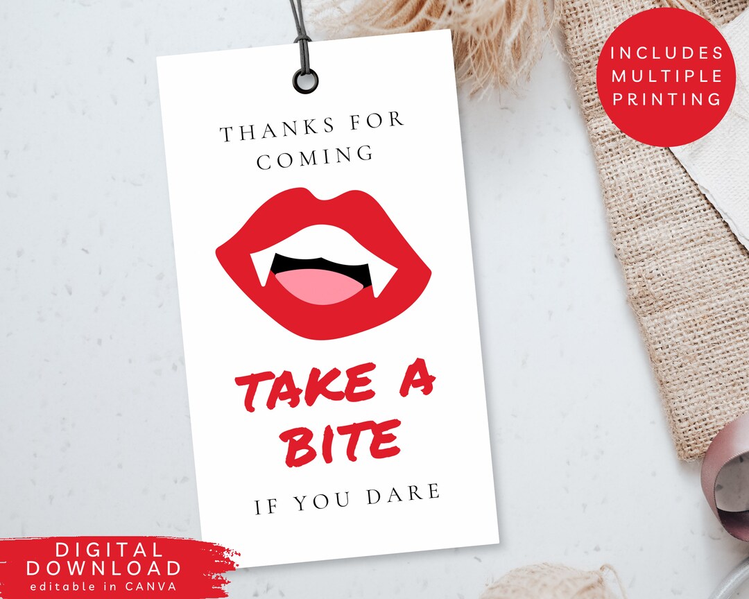 Halloween Party Favor Tags, Trick or Treat Gift Tag, Vampire Halloween ...